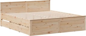 Postel bez matrace s čelem 200 x 200 cm masivní borovice 3308753