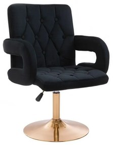 LuxuryForm DESIGN Židle BOSTON VELUR na zlatém talíři - černá