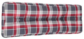 vidaXL Poduška na palety červená károvaná 120 x 40 x 12 cm textil
