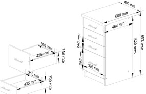 Kuchyňská skříňka OLIVIE II 40x85 cm matná bílá/matná grafitově šedá/dub přírodní