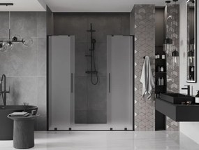 Mexen Velar L Duo, posuvné sprchové dveře do otvoru 180 cm, 8mm sklo námraza, černá matná, 871-180-003-32-70