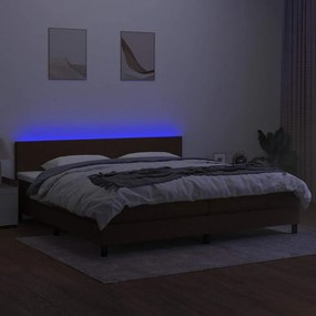 Box spring postel s matrací a LED tmavě hnědá 200x200 cm textil 3133024