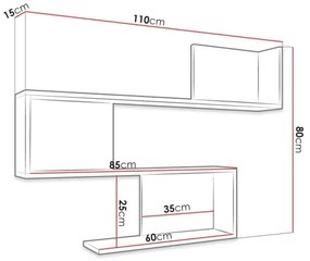 Nástěnná police MANUNIA 80x110 cm bílá