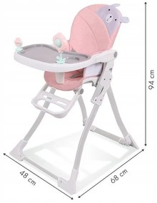 Dětská jídelní židle Teddy bílo-růžová
