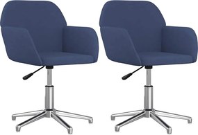 Otočné jídelní židle 2 ks modré textil 3103042