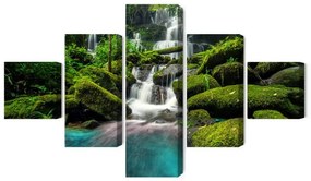 Vícedílný obraz Krásný Vodopád V Džungli Nedostatek Nedostatek Přírodní plátno 150x90