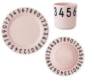 Dětská jídelní sada Numbers růžová – set 3 ks Design Letters