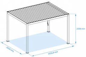 Outdoor Creations Hliníkovo-ocelová pergola s vyčnívajícImi lamelami ALUSTEEL 300x400cm 4 stojky Barva: Antracit RAL 7015