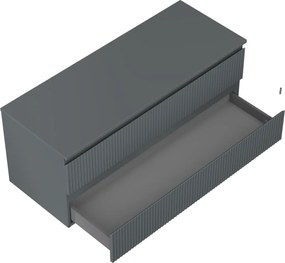 Mexen Rivel, koupelnová skříňka 120 cm s horní částí, 2 zásuvky, drážkovaná, grafit matná - 91A20-12047-2-BFFC66