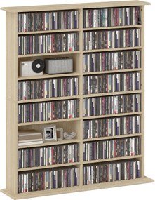 HOMCOM Úložný box na CD a DVD, multifunkční jednotka s 16 přihrádkami a 12 nastavitelnými policemi, max. kapacita 720 CD/396 DVD a Blu-ray, 106,5 x 24