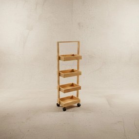 Úzký bambusový regál se 4 košíky VINK, 90 cm