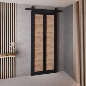 Skládací posuvné dveře QUDIO M2 černý + dub Craft zlatý 70