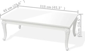 Konferenční stolek 115 x 65 x 42 cm vysoký lesk bílý 243381