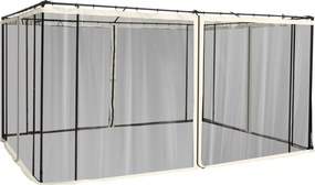 Outsunny 4 boční panely 3,4x2 m pro zahradní altán, síťovina s zipy a kroužky, černá | Aosom