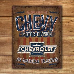 Plechová cedule Chevy - American Tradition  40 cm x 32 cm