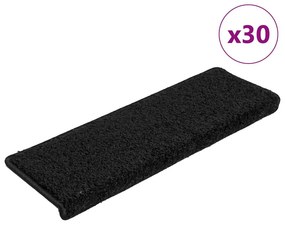Schodové rohože 30 ks 65 x 21 x 4 cm černé s obdélníkovým okrajem 3365826