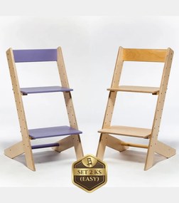 Lucas Wood Style - rostoucí židle EASY LINE zvýhodněný set 2 ks -  lila + přírodní
