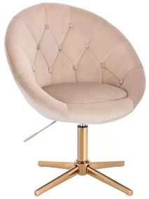 LuxuryForm DESIGN Otočné křeslo VERA VELUR na zlatém kříži - latte