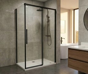 Gelco Luxor Black sprchová boční stěna ke dveřím 100 x 200 cm černá čiré sklo GU5610B