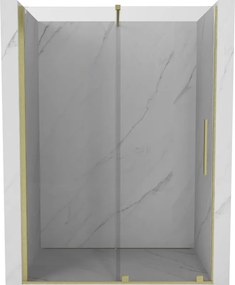 Mexen Velar posuvné sprchové dveře 140 cm, transparentní, kartáčované zlaté - 871-140-000-01-55