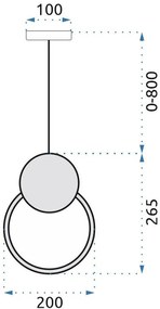 Toolight - LED závěsné stropní kruhové svítidlo APP852-CP, černá, OSW-07021