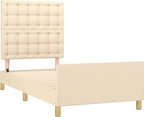 Rám postele s čelem krémový 90x190 cm textil 3125346