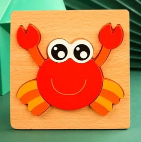 Montessori dřevěné hračky - obrázkové puzzle, zvířátka Varianta: Puzzle - krab