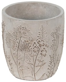 Šedý cementový obal na květináč s lučními květy Wildflowers - Ø13*14cm