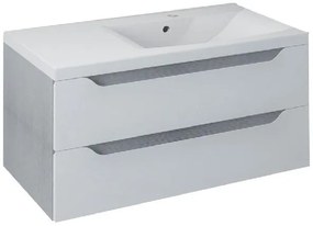 Sapho Wave - Umyvadlová skříňka, 900x450x480 mm, pravá, 2 zásuvky, bílá/dub stříbrný WA093-3011