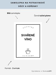 Samolepka na kořenky SVAŘENÉ VÍNO bílá 3 × 4 cm tučné písmo