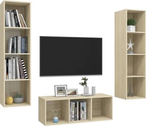 3dílný set TV skříněk dub sonoma kompozitní dřevo 3079757