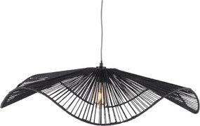 Černé kovové závěsné svítidlo se stínidlem z papírového výpletu ø 80 cm Sombra – Leitmotiv