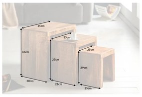 Massive home | 3Set odkládací stolek Makassar 45 cm masiv mango
