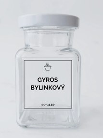 Samolepka na kořenky GYROS BYLINKOVÝ průhledná 5 × 5 cm tučné písmo