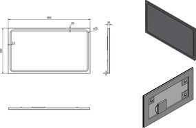 Sapho, GEMINI LED podsvícené zrcadlo 900x500mm, GM090