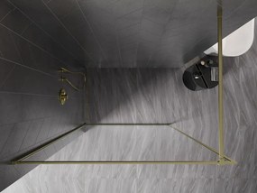 Mexen Kioto-F sprchová stěna Walk-in s rámem 140 x 202 cm, transparentní 8 mm, zlatá kartáčovaná - 800-140-104-55-00