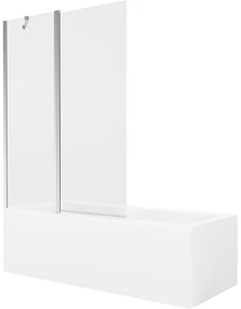 Mexen Cubik obdélníková vana 150 x 70 cm s pláštěm 1-křídlovou zástěnou 120 cm, Průhledné, Chromovaná - 550315070X9412110100