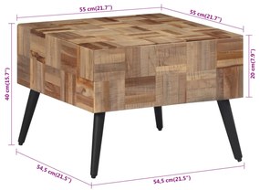 Konferenční stolek šedý 55x55x40 cm masivní recyklovaný teak - Default Title