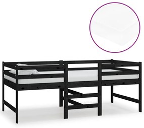 vidaXL Středně vysoká postel s matrací 90x200cm černá masivní borovice