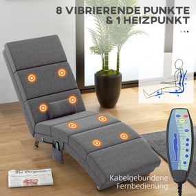 HOMCOM polohovací křeslo s masážní funkcí elektrické lounge křeslo masážní křeslo s vysokým opěradlem, dálkové ovládání, skládací TV křeslo s 5 režim…