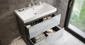 Šedá lesklá závěsná skříňka pod umyvadlo 81x65 cm Celano – Germania