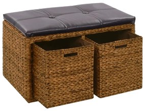 Lavice se 2 košíky z mořské trávy 71 x 40 x 42 cm hnědá 246118