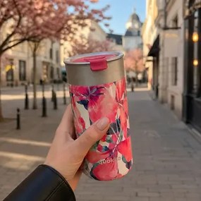 Quokka Boost 400ml Pink Bloom / Termohrnek se sítkem / nerezová ocel