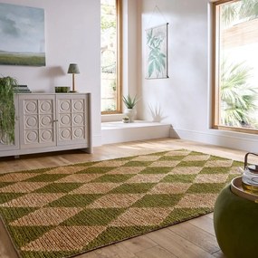 Zelený/v přírodní barvě ručně tkaný koberec s příměsí juty 120x170 cm Effie Diamond – Flair Rugs