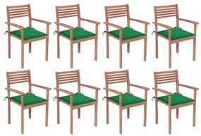 Stohovatelné zahradní židle s poduškami 8 ks masivní teak,  3072605