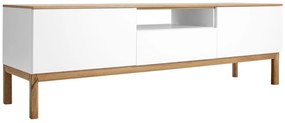 OnaDnes -20% Matně bílý lakovaný TV stolek Tenzo Patch 179 x 47 cm s dubovou deskou
