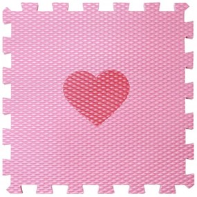 Vylen Pěnové podlahové puzzle Minideckfloor se srdíčkem Růžový s bílým srdíčkem 340 x 340 mm