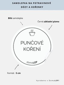 Samolepka na kořenky PUNČOVÉ KOŘENÍ bílá 5 cm základní písmo