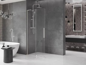 Mexen Velar L, posuvná sprchová zástěna Walk-in 110 x 200 cm, 8mm čiré sklo, broušená ocel, 871-110-003-03-97