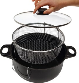 Fritovací hrnec na smažení s košíkem a skleněným víkem, 26 cm